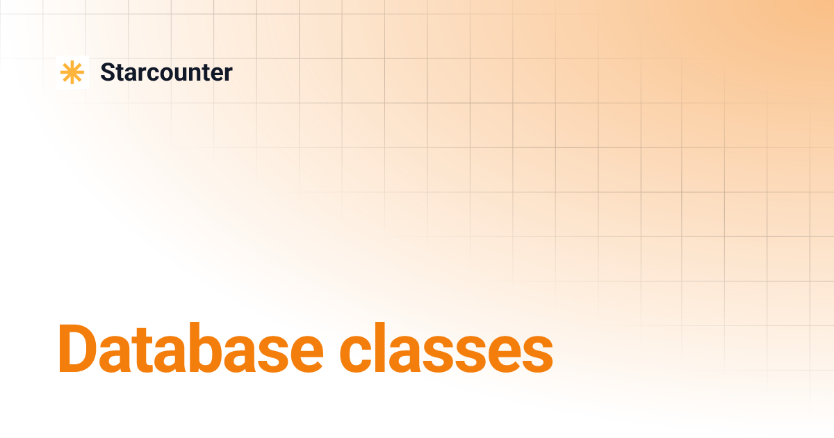 Database classes | Starcounter